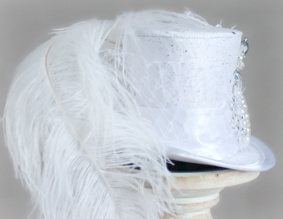 White Mini Top Hat White Feather Mini Party Hat White New - Etsy