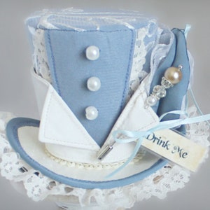Blue Mini Top Hat, Blue Wedding Hat, Bridal Mini Top Hat,tea Party Hat ...