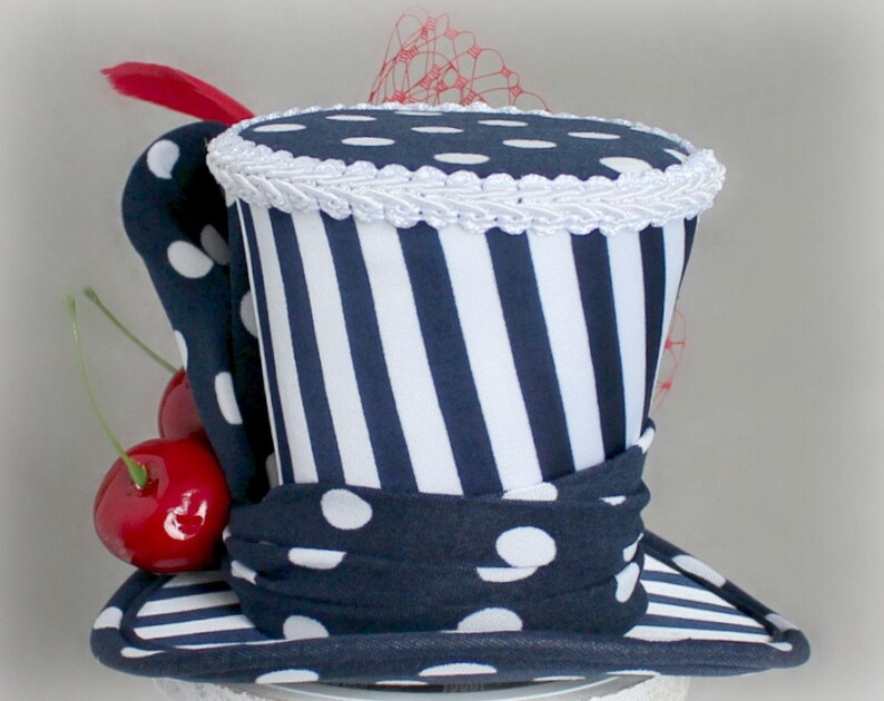 Navy Mini Top Hat, Polka Dot Mini Top Hat, Retro Mini Top Hat, Mini ...