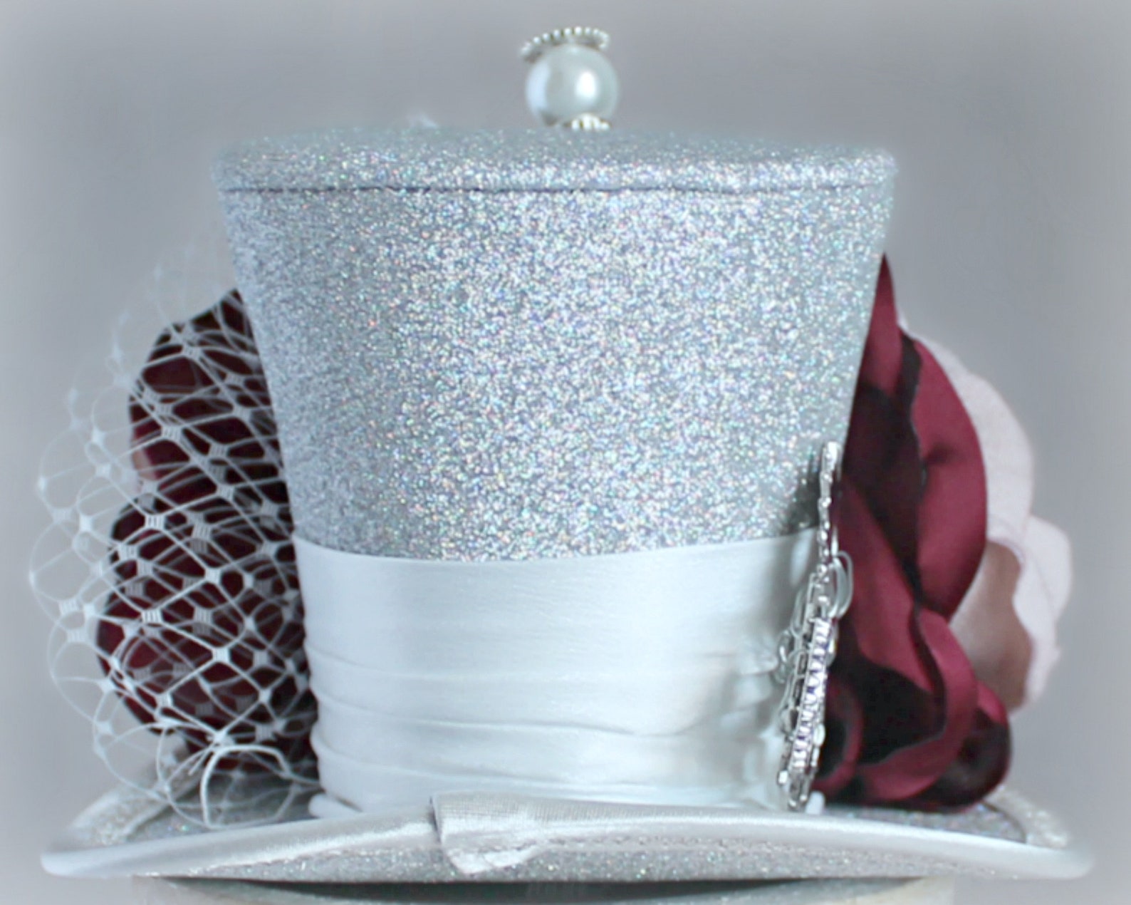Glitter Mini Top Hat Steampunk Silver Wedding Hat Steampunk | Etsy