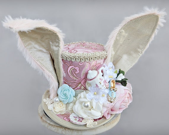 White Rabbit Mini Top Hat White Rabbit Costume Fascinator - Etsy