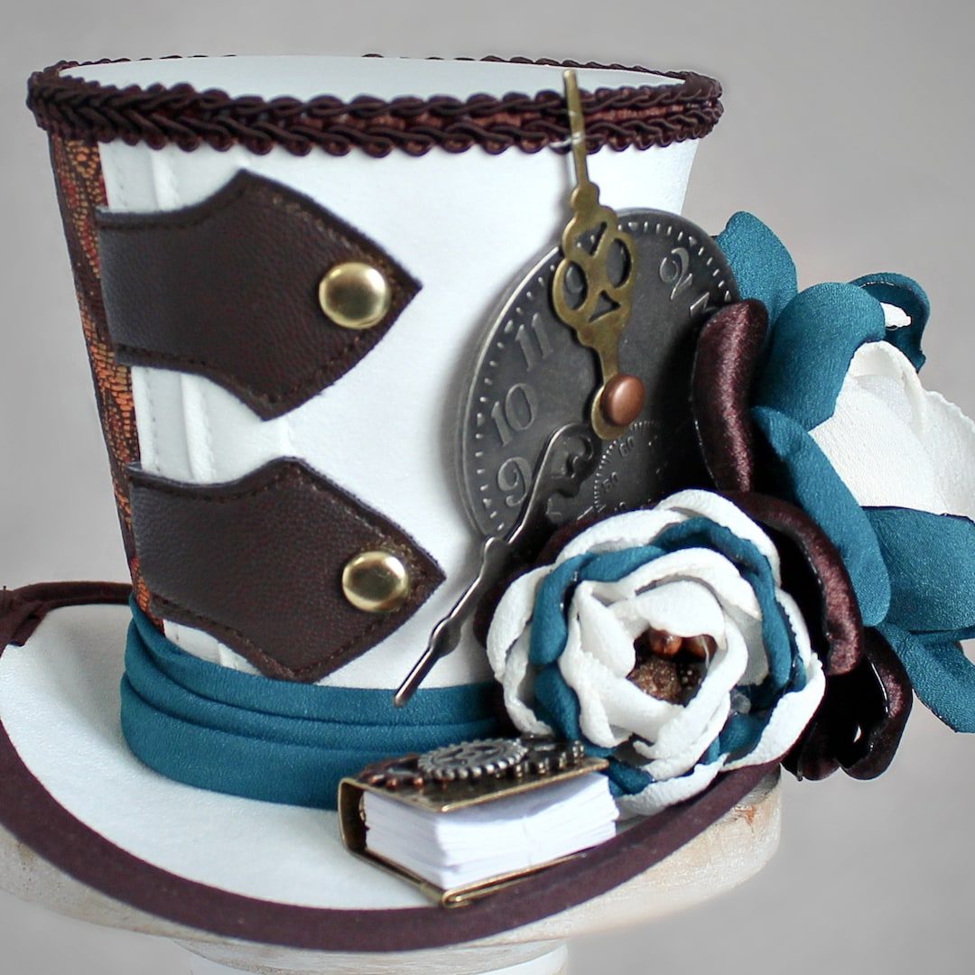 Steampunk Wedding Hat, Steampunk Mini Top Hat, Brown Top Hat, Steampunk ...