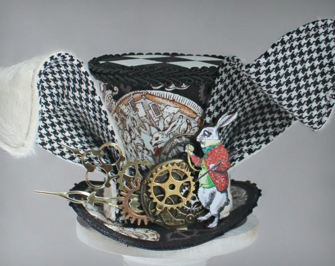 White Rabbit Mini Top Hat White Rabbit Costume Fascinator - Etsy Canada