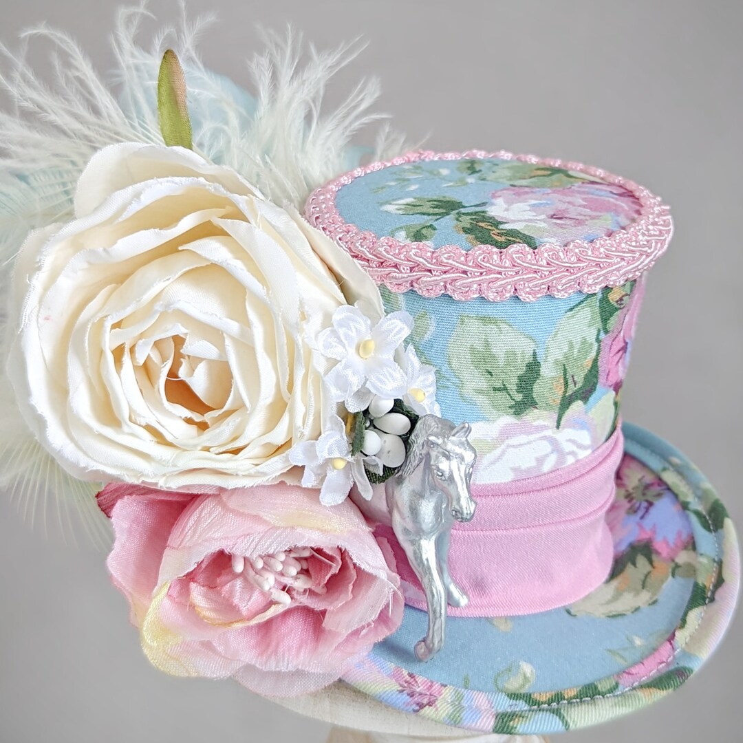 Pink and Mint Kentucky Derby Mini Hat, Horse Mini Top Hat, Kentucky ...