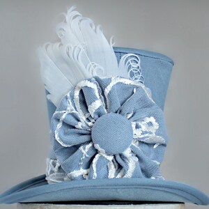 Blue Mini Top Hat, Blue Wedding Hat, Bridal Mini Top Hat,tea Party Hat ...