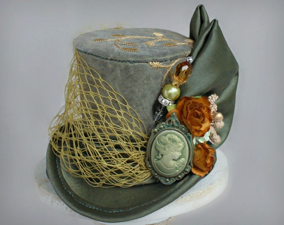 Green Mini Top Hat Monochromatic Mini Top Hat Victorian Hat - Etsy