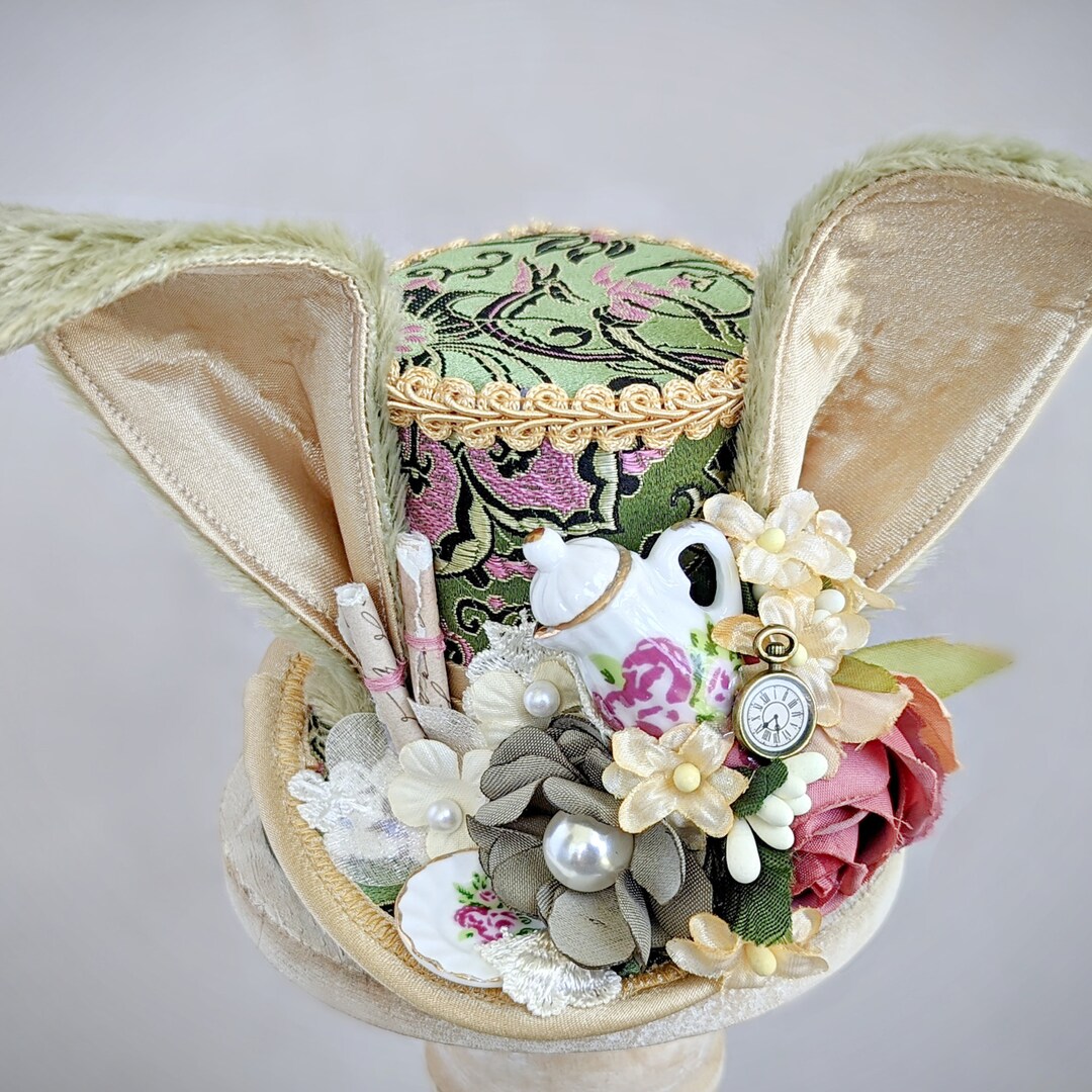 White Rabbit Mini Top Hat, White Rabbit Costume Fascinator, Birthday ...