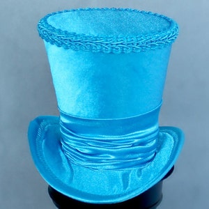 Cyan Blue Mini Top Hat, Mini Top Hat, Mad Hatter Hat, Fascinator ...