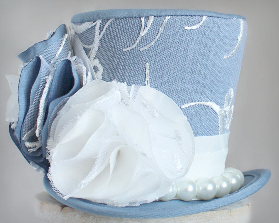 Blue Mini Top Hat Blue Wedding Hat Bridal Mini Top Hattea - Etsy