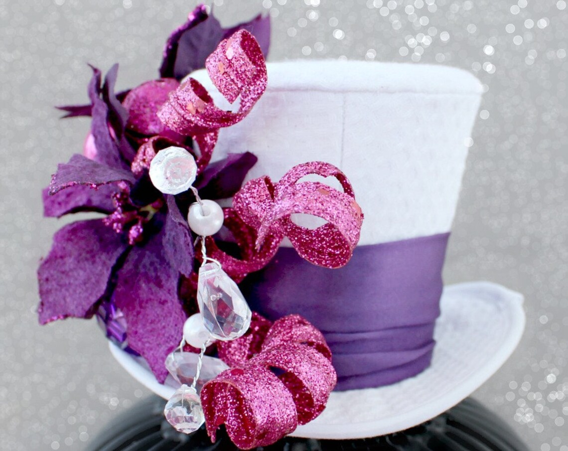 Christmas Mini Top Hat Holiday Party Hat Pink Mini Top - Etsy