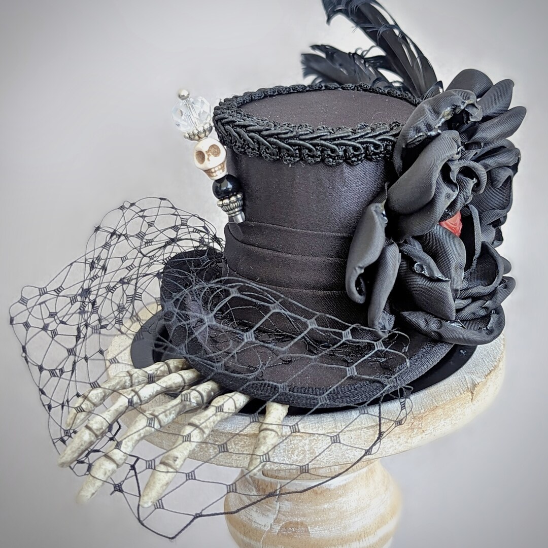 Gothic Mini Top Hat, Black Mini Top Hat, Gothic Wedding , Halloween ...