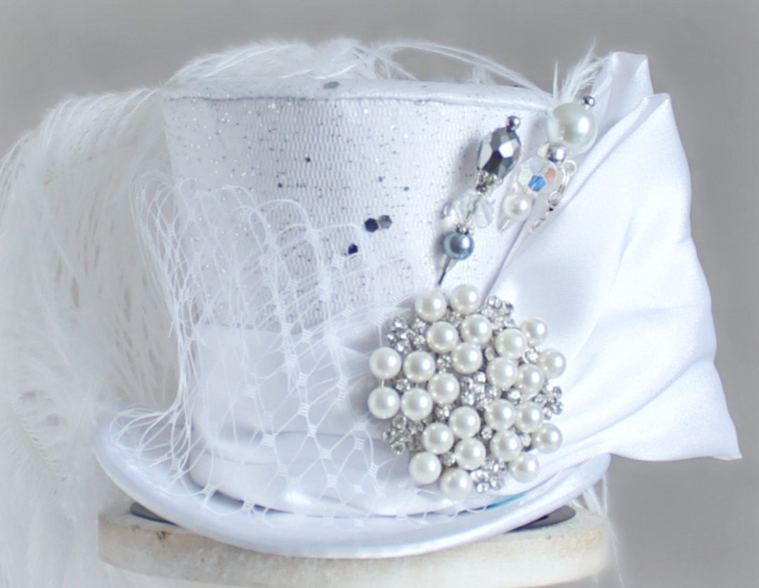 White Mini Top Hat White Feather Mini Party Hat White New - Etsy