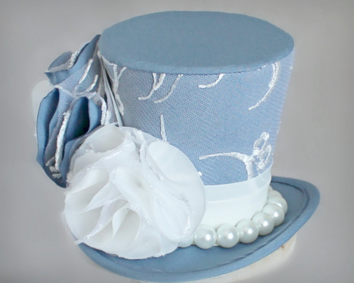 Blue Mini Top Hat Blue Wedding Hat Bridal Mini Top Hattea - Etsy
