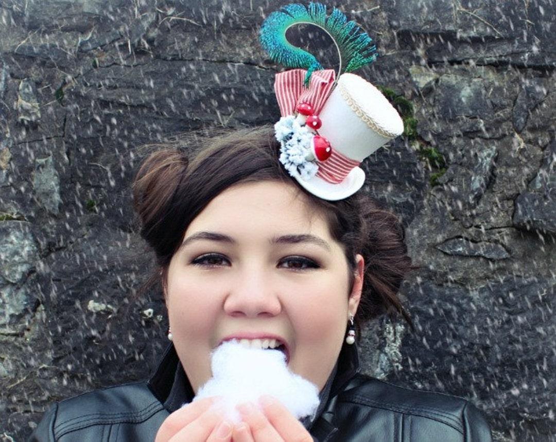 Christmas Mini Top Hat , Holiday Party Hat , Ivory Mini Top Hat, New ...
