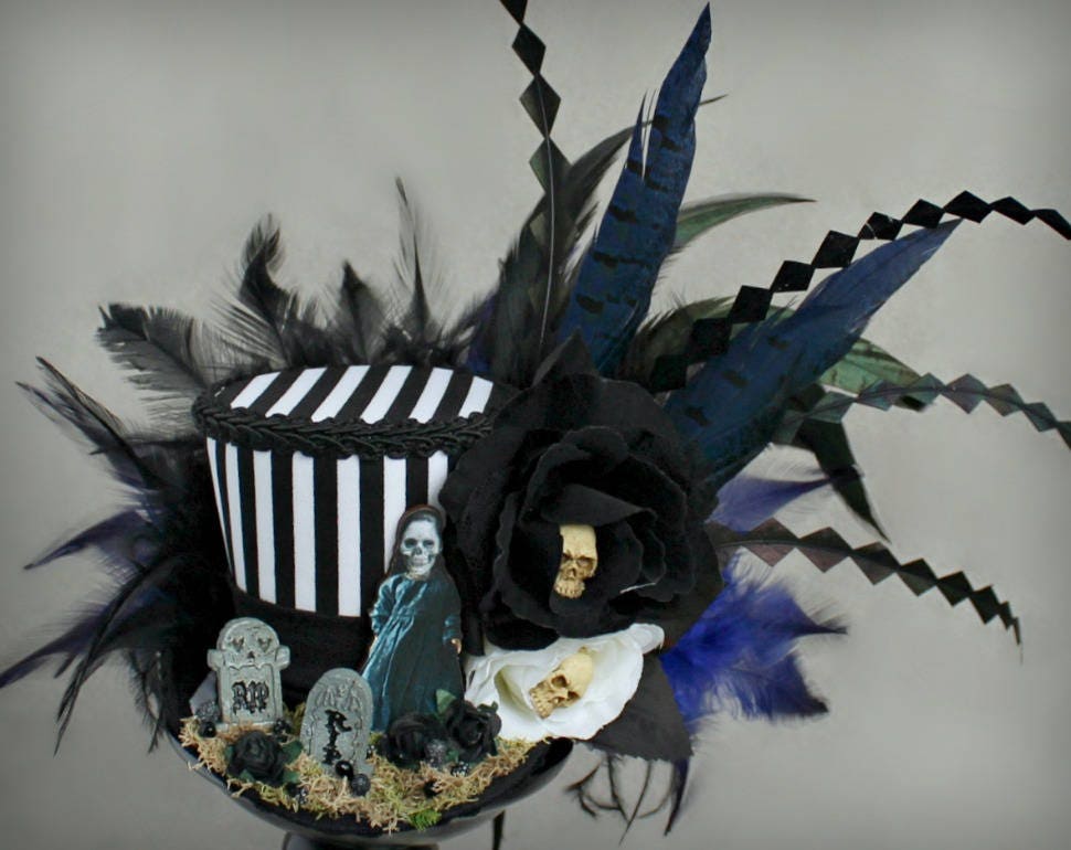 Zombie Mini Top Hat Macabre Hat Gothic Fascinator Day of | Etsy