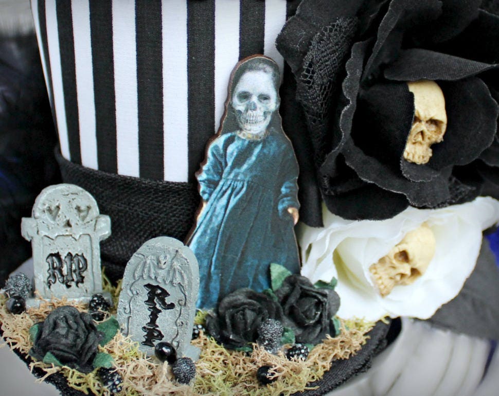 Zombie Mini Top Hat Macabre Hat Gothic Fascinator Day of | Etsy