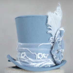 Blue Mini Top Hat, Blue Wedding Hat, Bridal Mini Top Hat,tea Party Hat ...