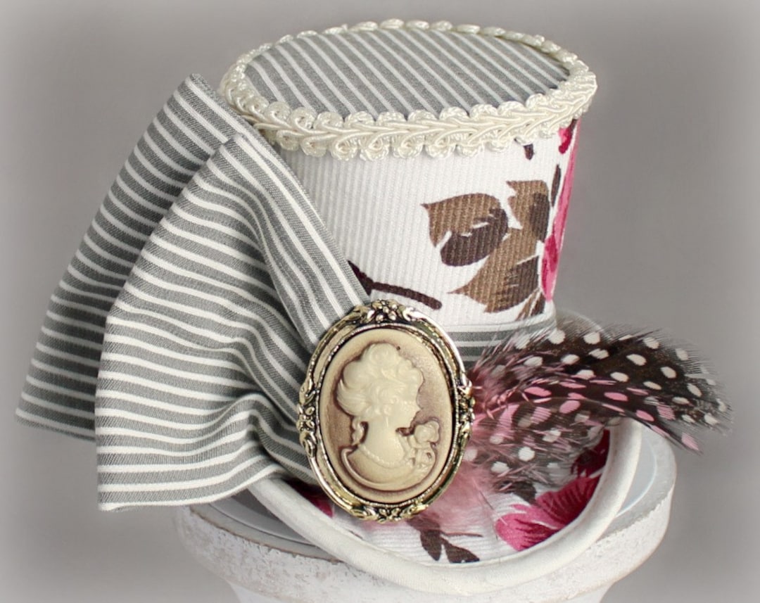 Victorian Mini Top Hat, Floral Mini Top Hat, Victorian Hat, Tea Party ...