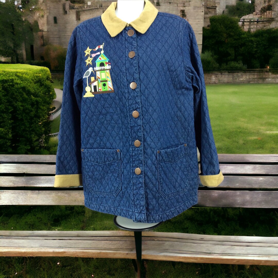 Embroidered “to the Beach” Chalet Quilted Denim Appliquéd and ...