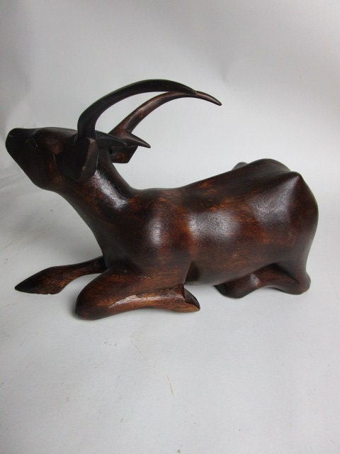 Hand Carved LONGHORN WOOD COW Made in the Philippines - Etsy