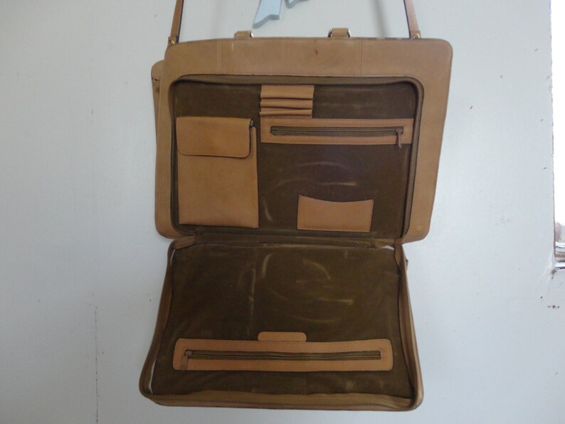 Vintage LEATHER TOTE COMPUTER Bag Leather Briefcase With - Etsy