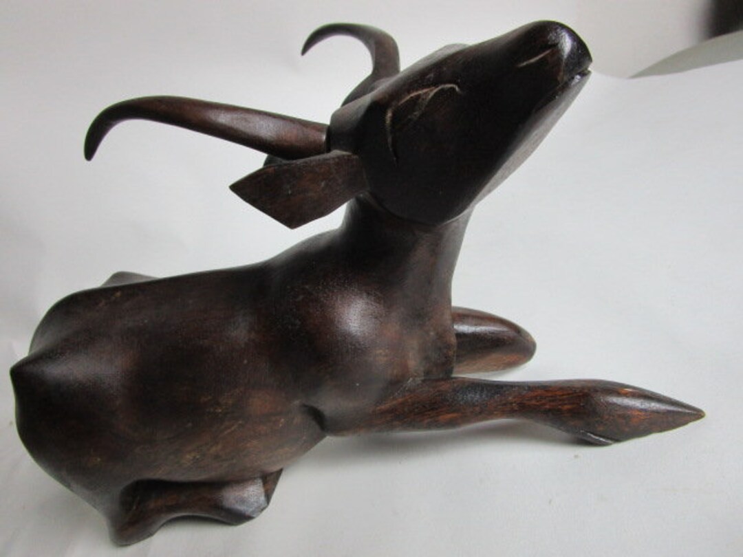 Hand Carved LONGHORN WOOD COW Made in the Philippines - Etsy