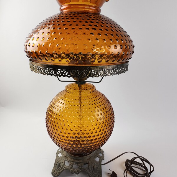Hobnail Lamp Amber - Etsy
