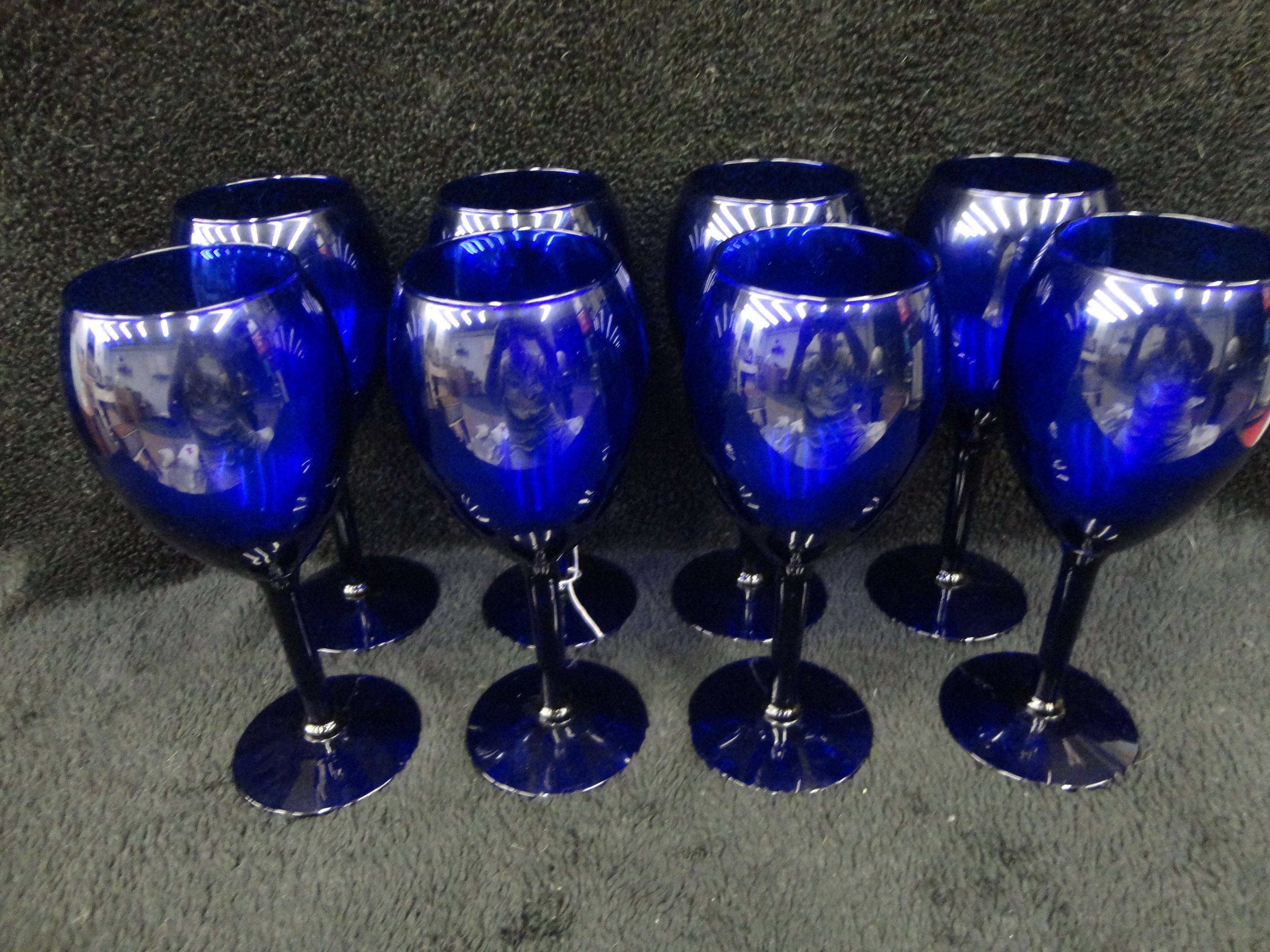 8 COBALT BLUE WINE Glasses Set of 8 Cobalt Blue Long Stemmed - Etsy