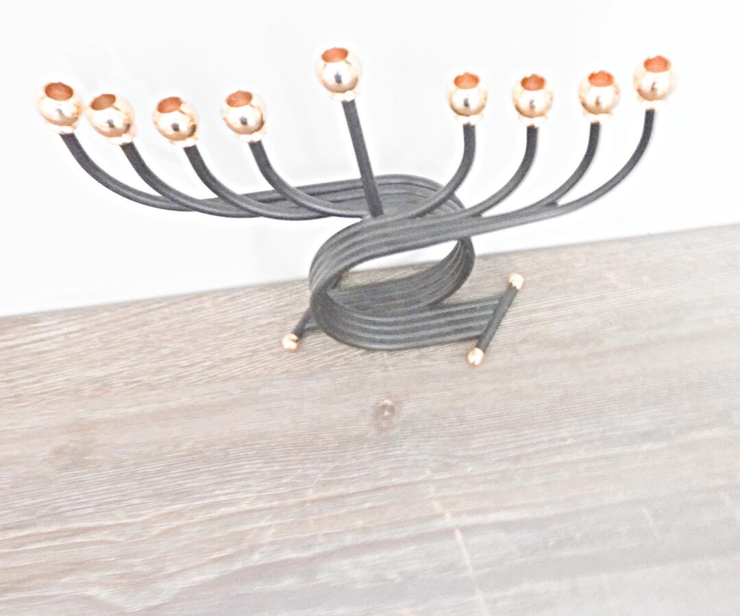 Menorah, Vintage Black Metal Menorah, Cast Iron Menorah, Contemporary ...