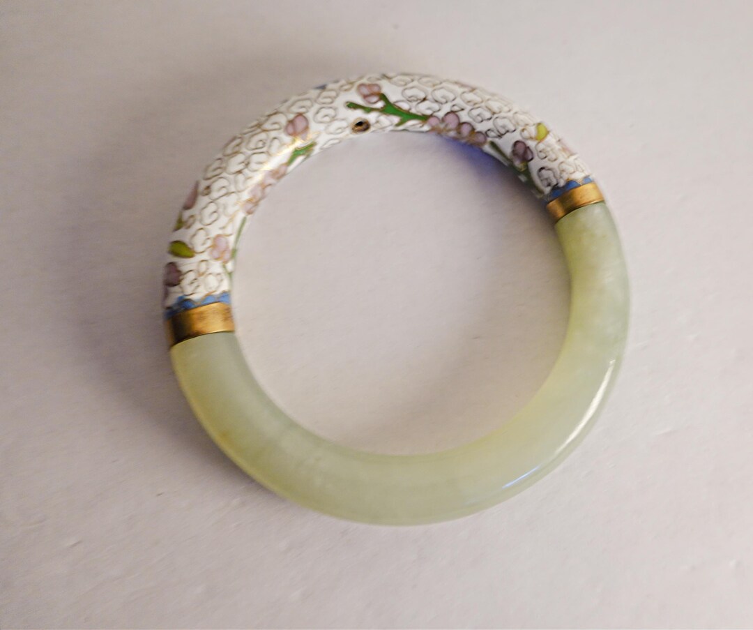 Vintage Chinese Asian Jade Bangle Bracelet, Chinese Green Jade and ...