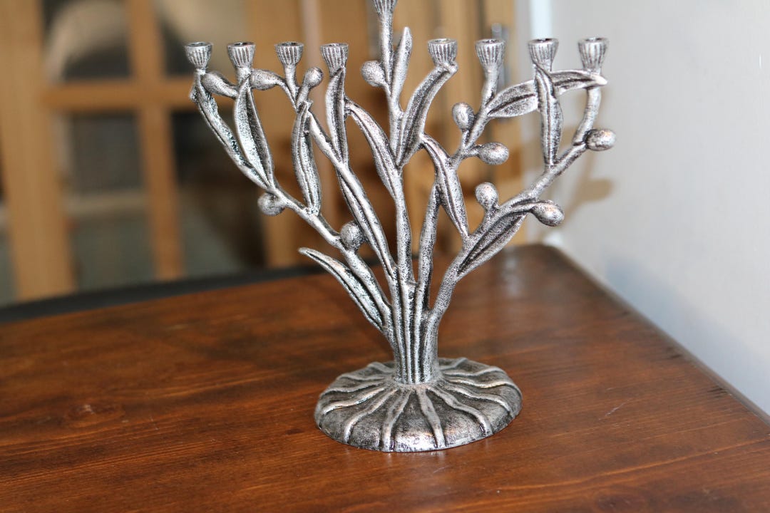 Menorah, Tree of Life Menorah, Contemporary Jewish Decoration, Cast ...