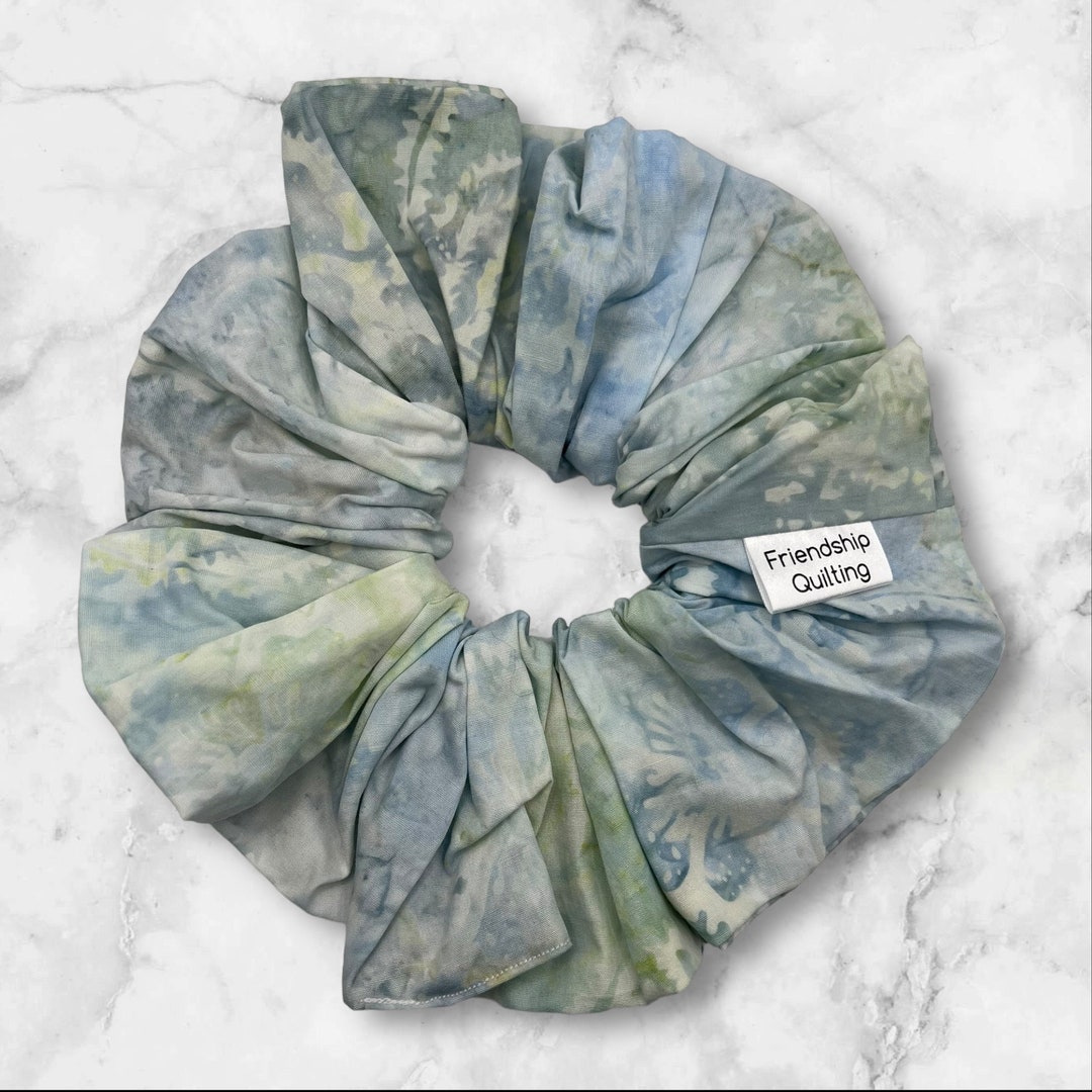XL Shannon Scrunchie, Rabbits With Veggies on White Cotton Fabric Hair ...