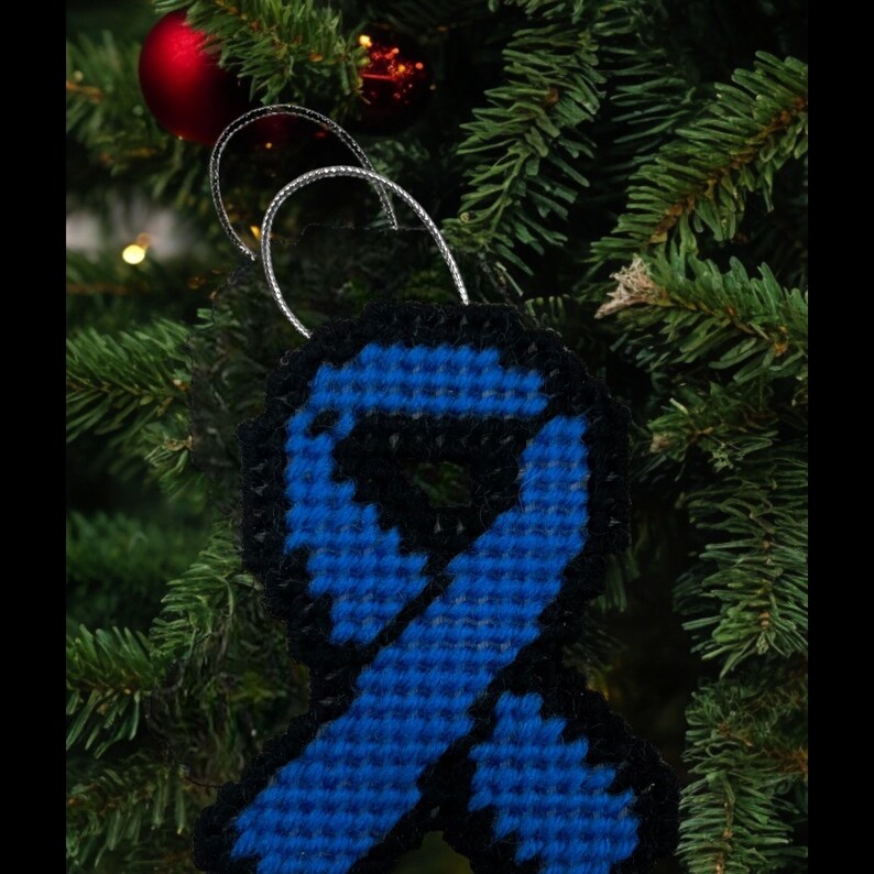 Plastic Canvas Cancer Ribbon Ornament - Etsy