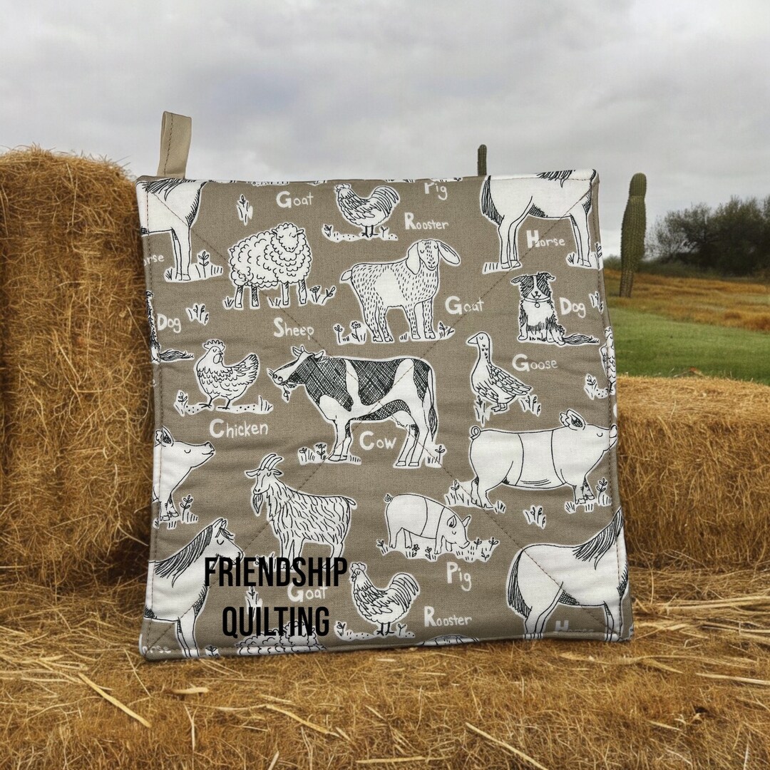 Farm Animals With Animal Names Pot Holder, Hot Pad - Etsy
