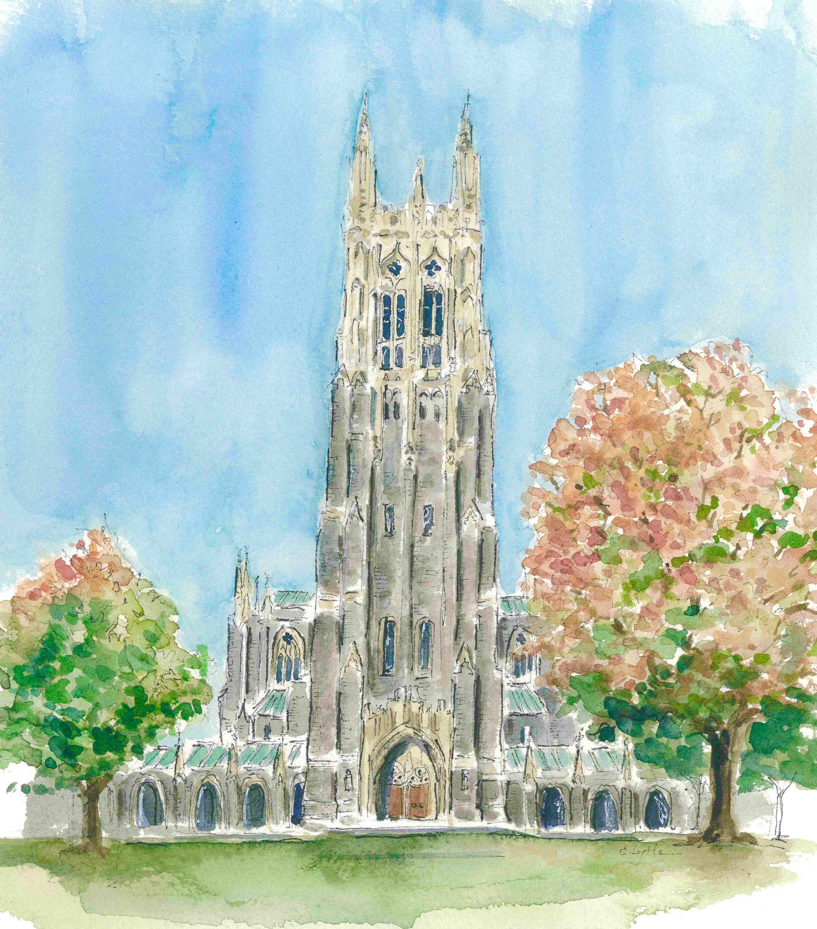 Duke University Chapel Watercolor Print - Etsy Duke University Chapel Watercolor Print - Etsy