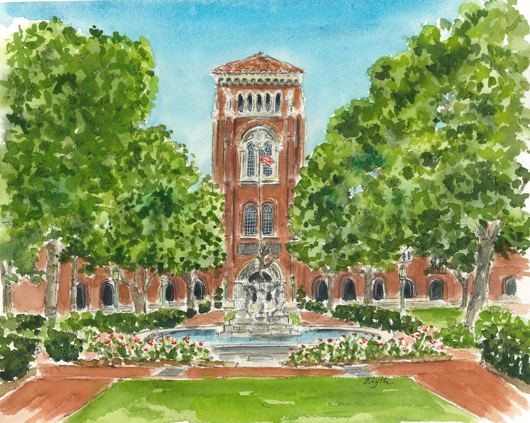 University of Southern California Bovard Auditorium Watercolor Print - Etsy