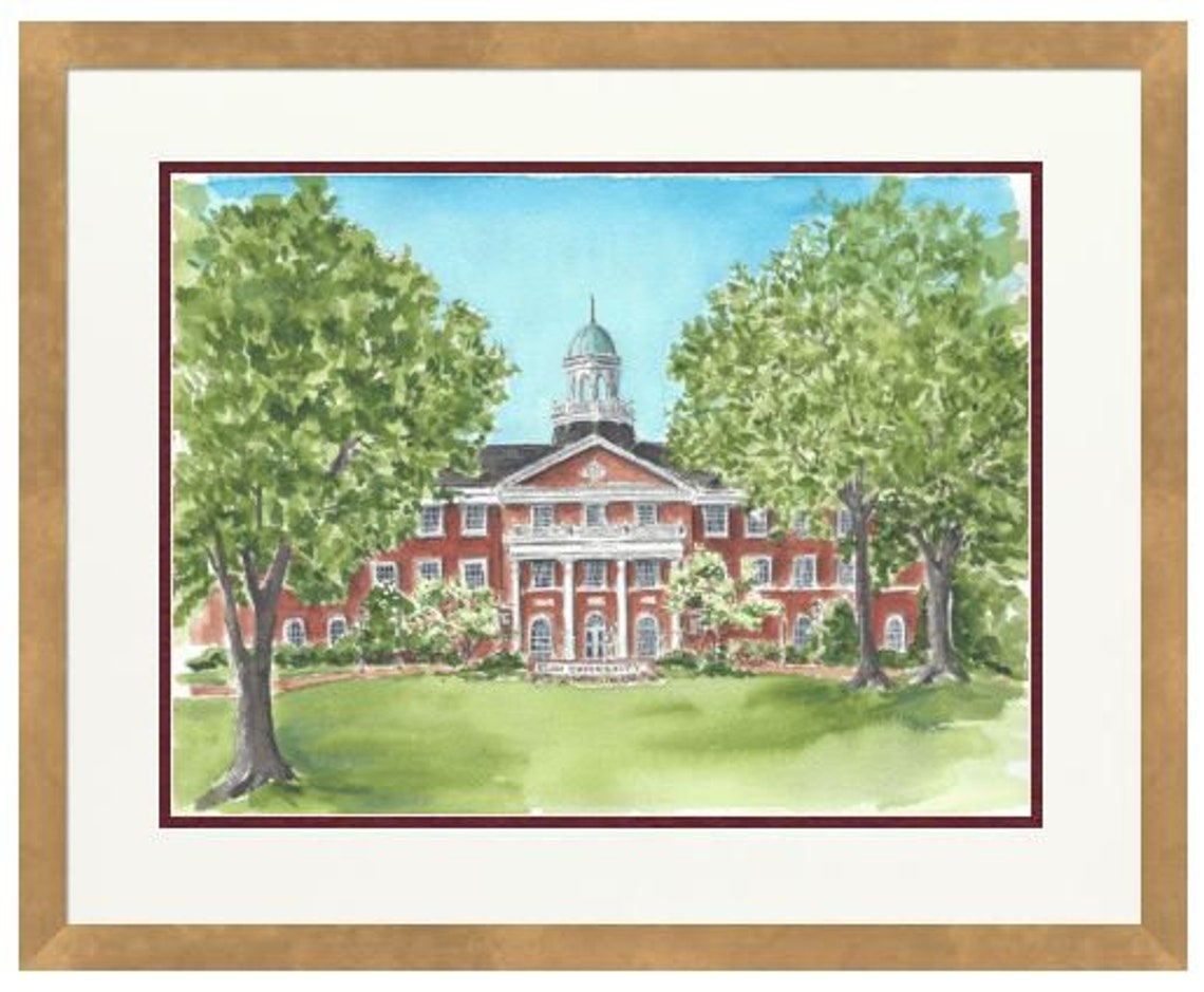Elon University - Watercolor Print - Etsy