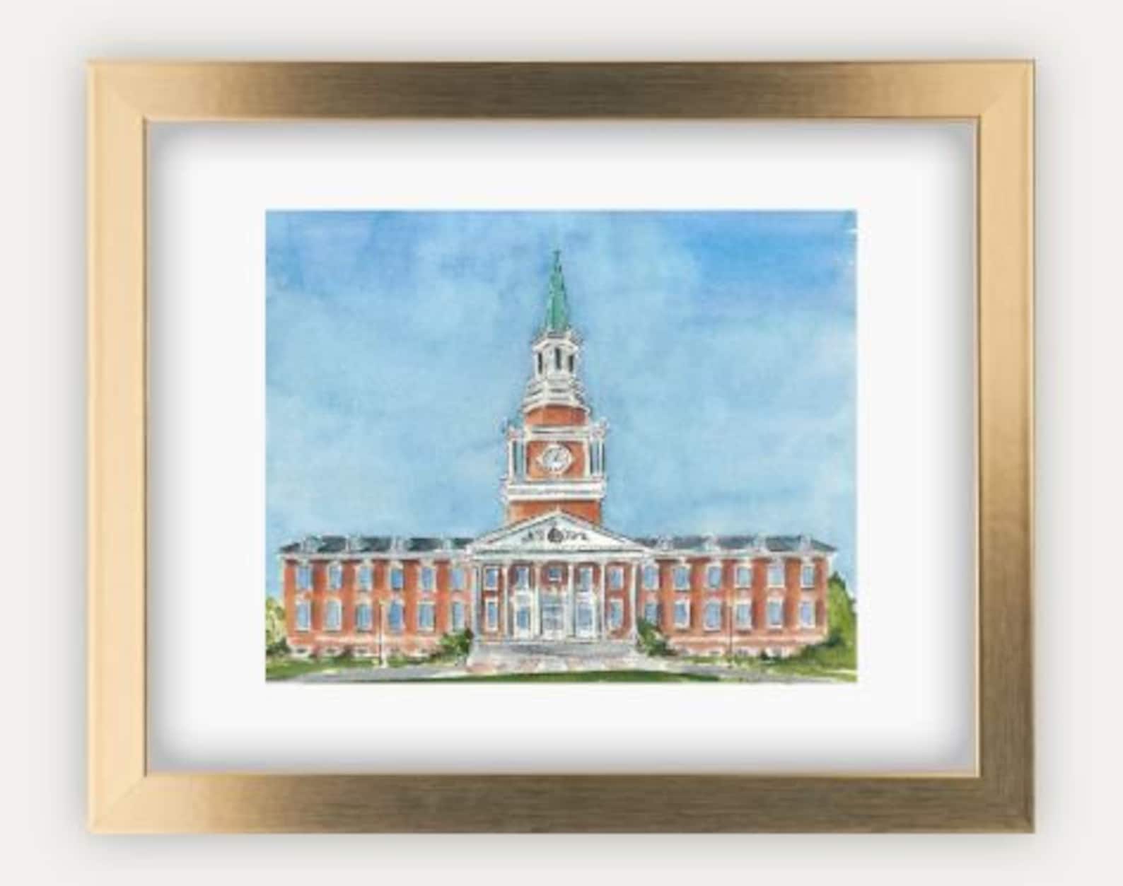 High Point University, Roberts Hall Watercolor Print - Etsy