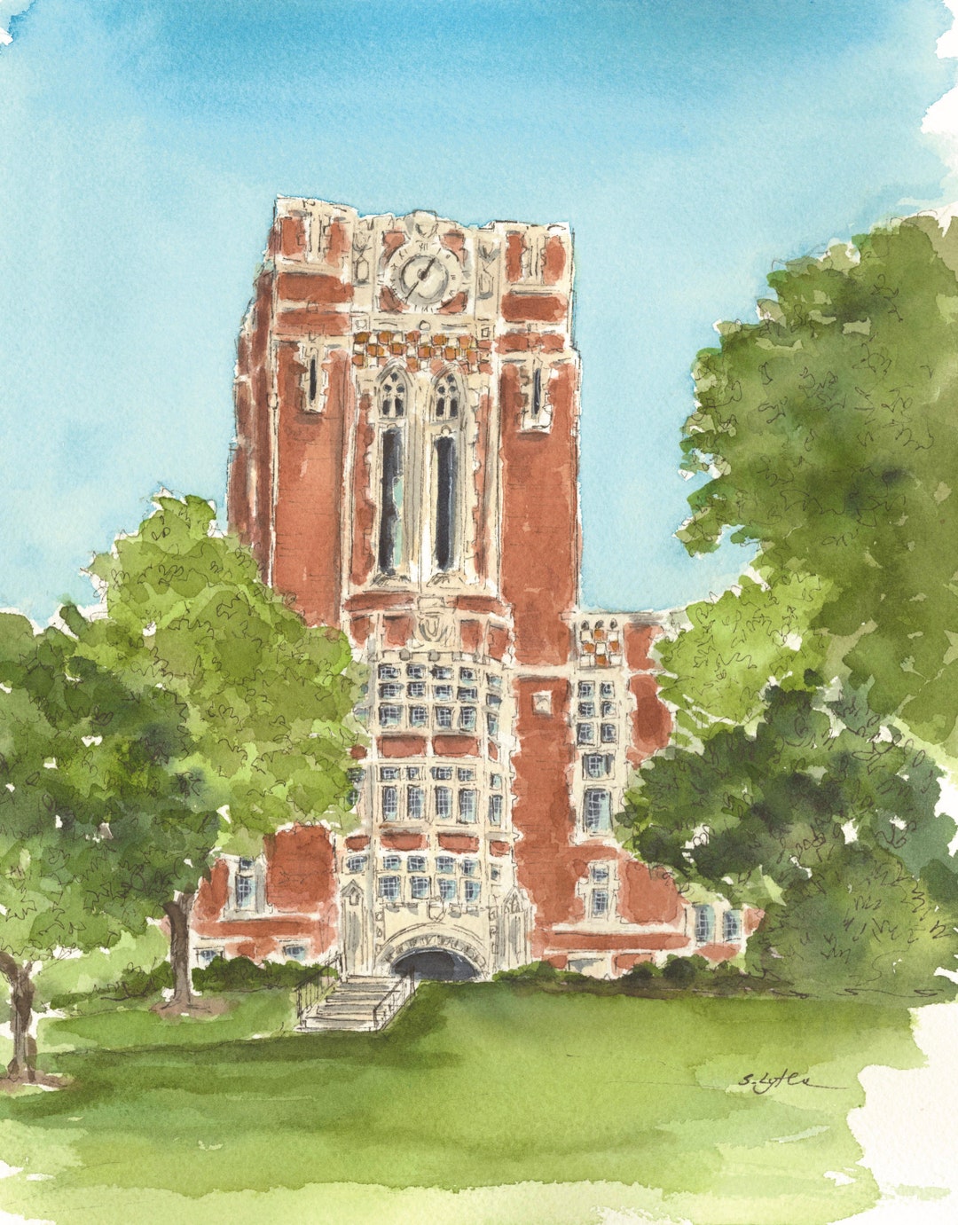 University of Tennessee, Ayres Hall Watercolor Print - Etsy