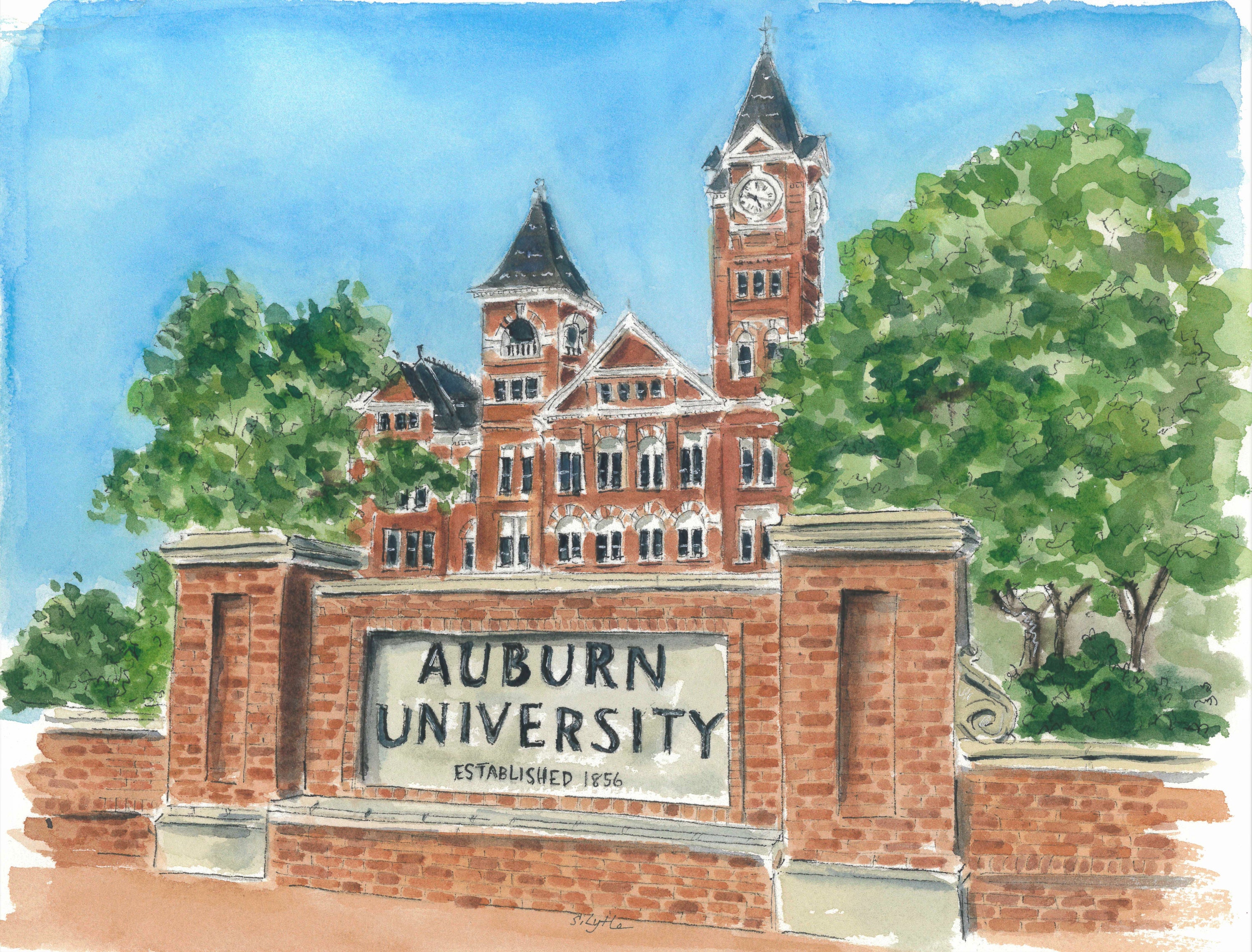 Auburn Univeristy Watercolor Print - Etsy