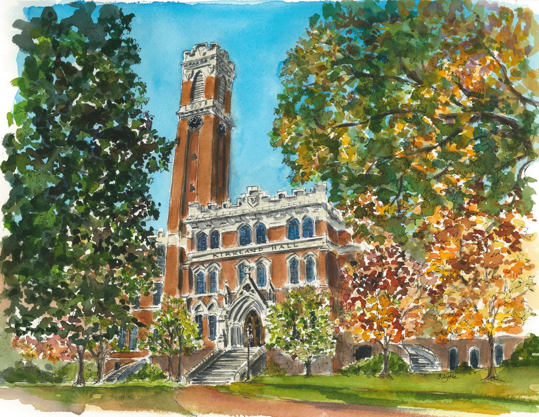 Vanderbilt University, Kirkland Hall Watercolor Print - Etsy