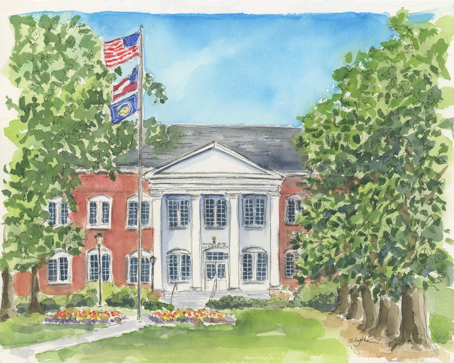 Georgia Southern, Sweetheart Circle, Watercolor Print - Etsy