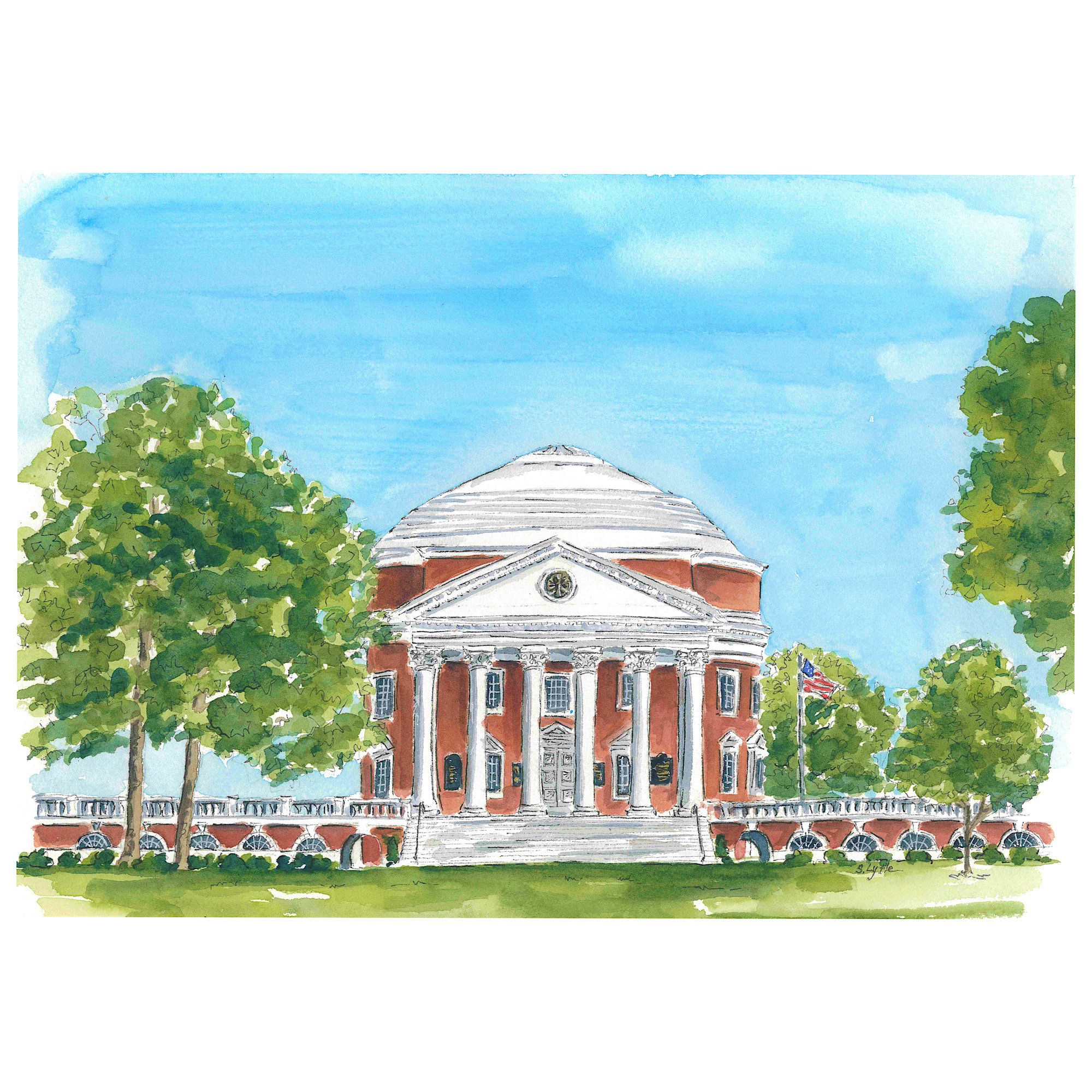 University of Virginia Rotunda Watercolor Print - Etsy
