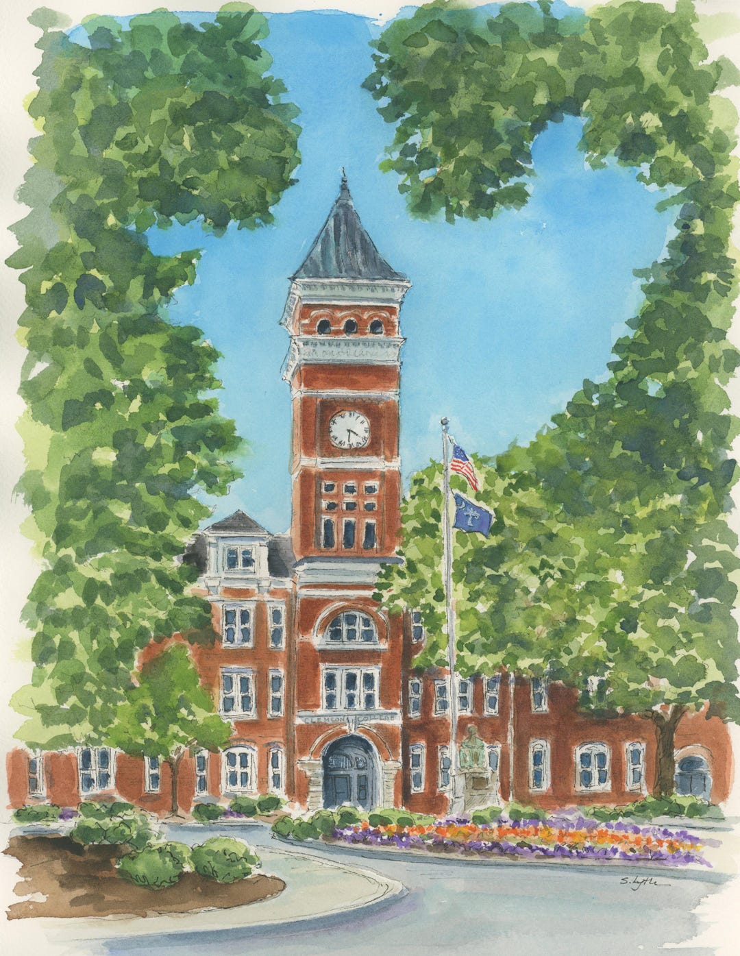 Clemson University, Tillman Hall Watercolor Print - Etsy