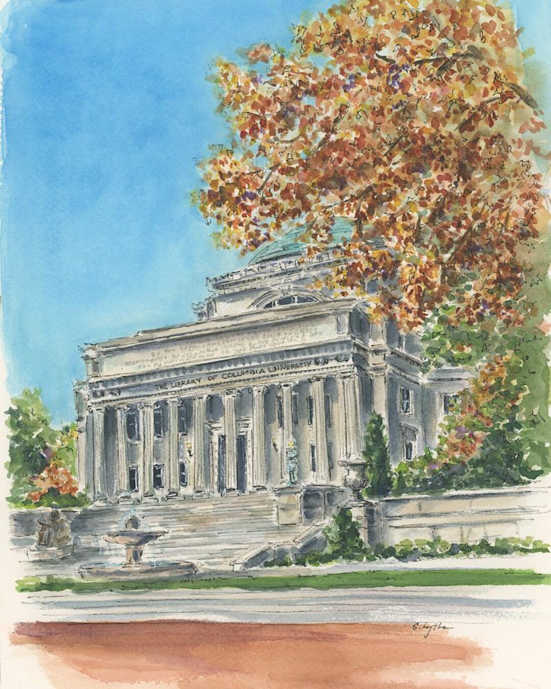 Columbia University Watercolor Print - Etsy