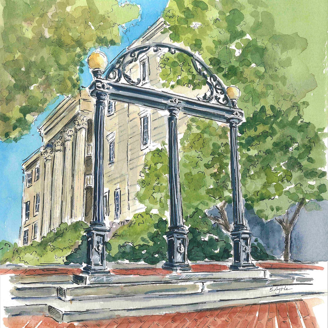University of Georgia Arch Watercolor Print - Etsy