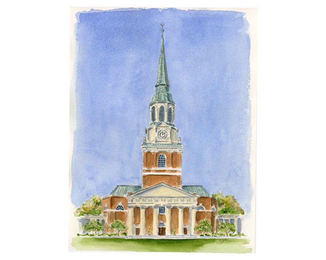 Wait Chapel at Wake Forest University Watercolor Print - Portrait - Etsy