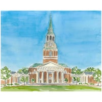 Wait Chapel at Wake Forest University Watercolor Print - Portrait - Etsy