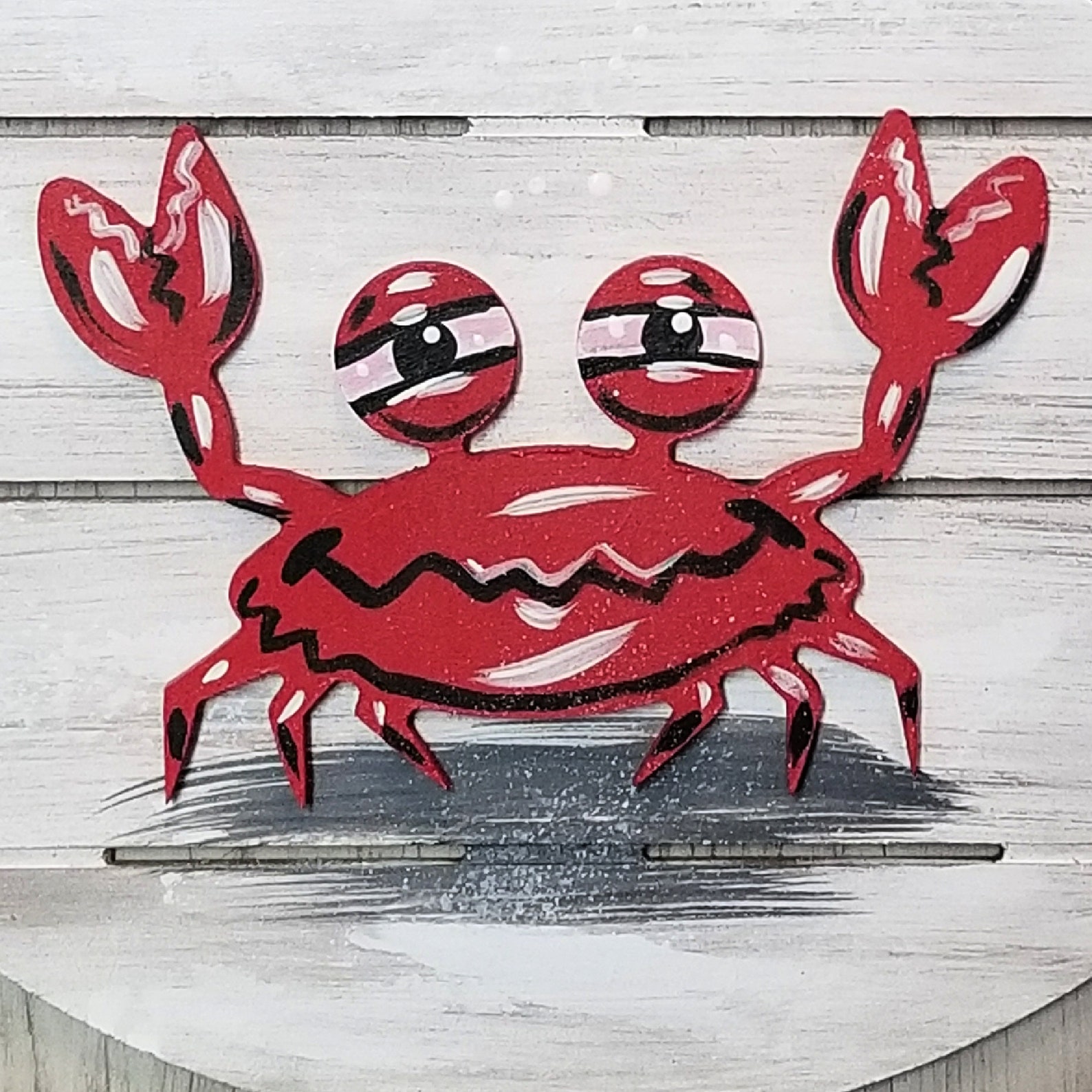 The Stoned Crab Rustic White Crab 12 Inch Sign Round Crab - Etsy