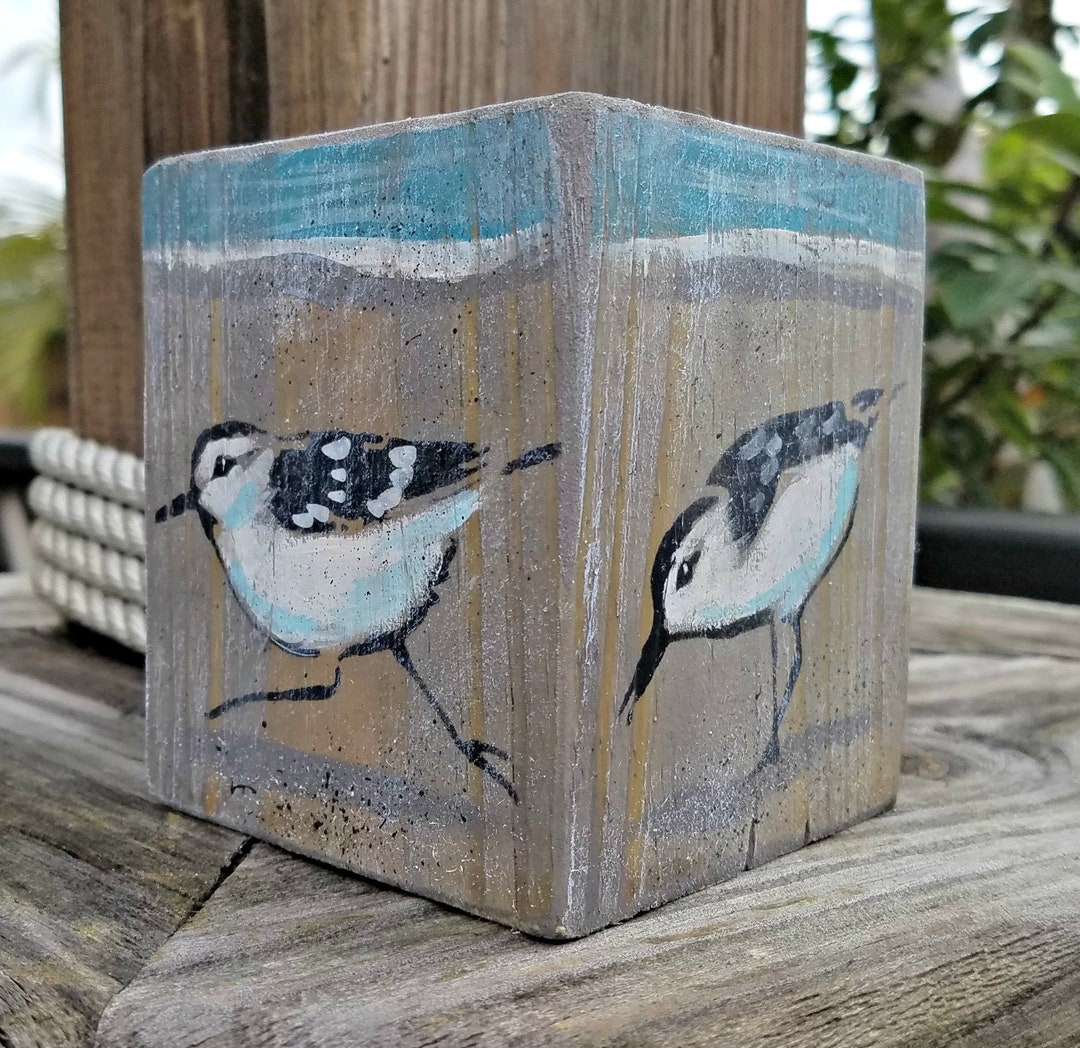 Sandpiper Decor - Running Beach Birds - Painted Wooden Block - Table ...